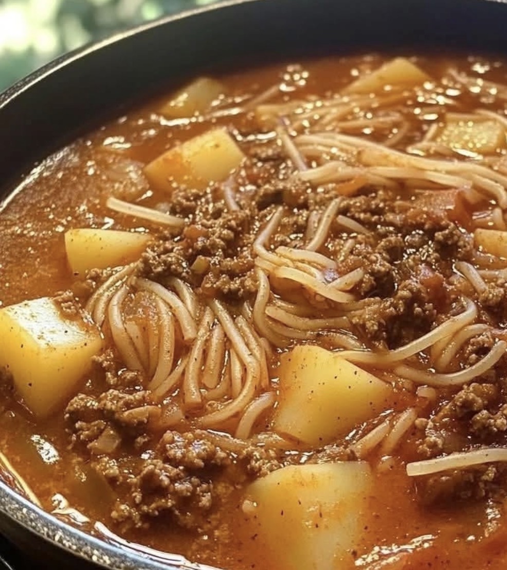 Ground Beef Potato Noodle Soup - DEESVIRAL